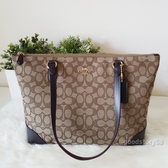Coach | Bags | Coach F29958 Signature Jacquard Zip Top Tote | Poshmark